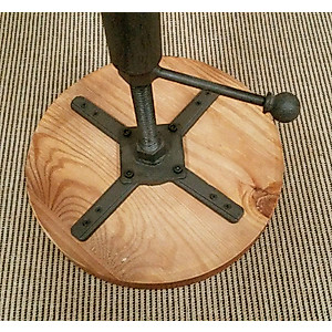 Topower Industrial Retro Vintage Farm Wooden Tractor Stool Kitchen Swivel Height Adjustable bar Stool (Dark Brown)