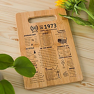 50th Wedding Anniversary Cutting Board Gifts for Women Men Marriage Gifts for Couple 1973 Poster Back In 1973 50th Anniversary Decorations 100% Organic Bamboo Pre Oiled 11"L x 7"W x 0.5"Th
