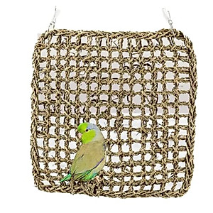Bird Foraging Wall Toy Parrot Chewing Hanging Hook Toys Woven Climbing Hammock Mat Bird Climbing Net Climbing Cotton Rope Net Hanging Bird Climbing Rope (Large)