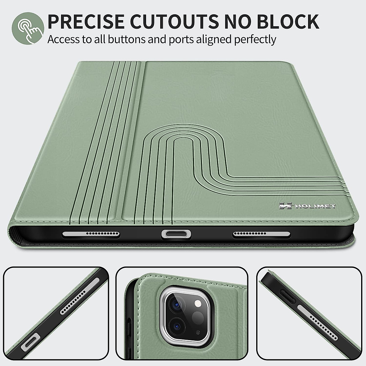 H HOLIMET Case for iPad Pro 12.9 2022 6th/5th/4th/3rd Generation 2021 2020 2018 with Pencil Holder Shockproof Folio Cover for iPad Pro 12.9 inch, Auto Sleep/Wake, Vegan Leather