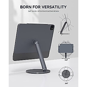 LULULOOK Magnetic iPad Stand for iPad Air 13-inch M2 (2024), 360° Rotating Aluminum Alloy Tablet Stand for Desk Foldable iPad Holder for iPad Pro 12.9'' 6th/5th/4th/3rd