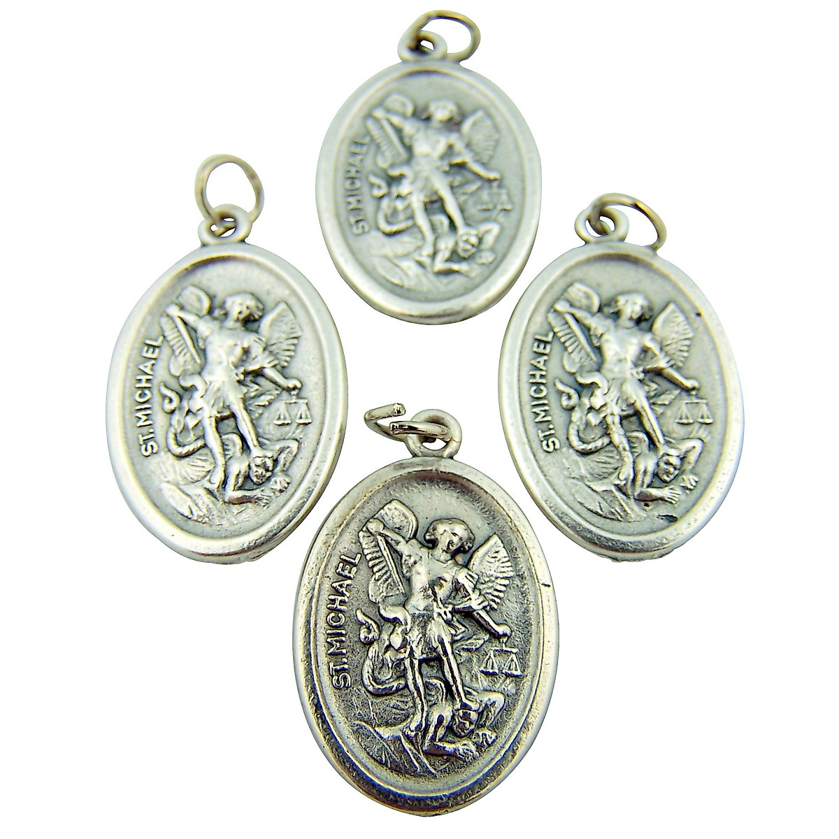 Religious Gifts Lot of 4 Silver Tone Archangel Saint Michael with Angel Back Medal