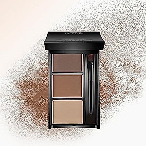 Eyebrow powder three-color brow disc waterproof eyebrow powder eyebrow makeup kit eyebrow filler to shape natural eyebrows (02# Brown, light brown, skin tone)