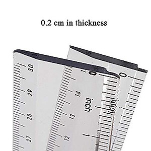 2 Pack Plastic Ruler Straight Ruler Clear See Through Measuring Acrylic Tool for Student School Office with Centimeters and Inches(6 Inch+12 Inch)