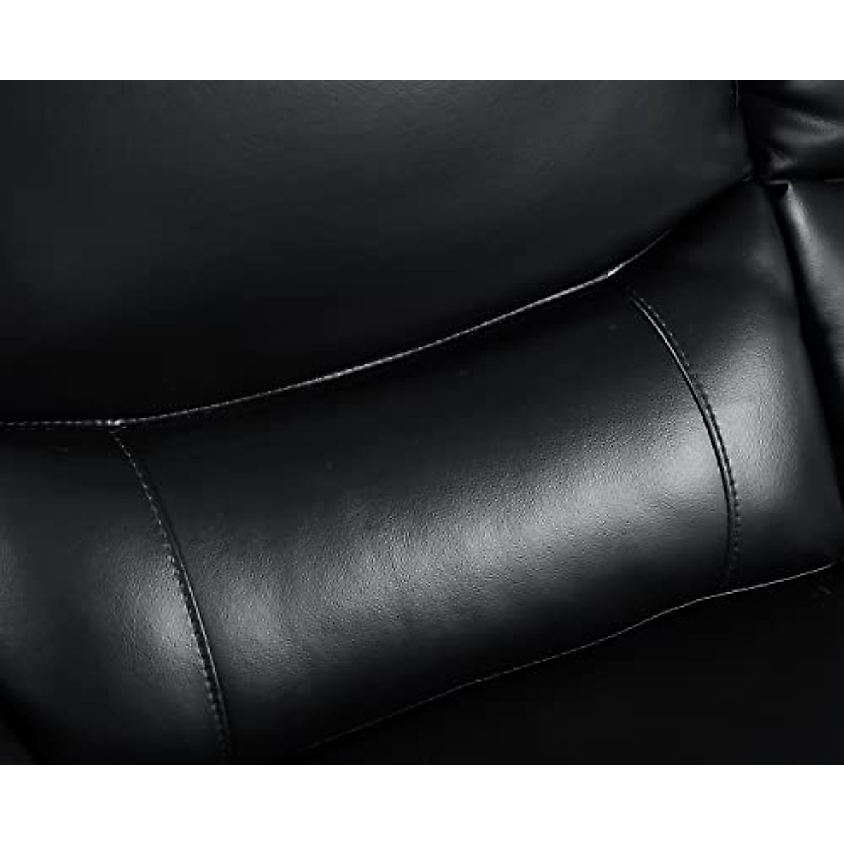 Blackjack Furniture Binion Modern Leather Loveseat for Living Room with Padded Headrests, Stainless Steel Legs & Accent Chrome Trim, Black