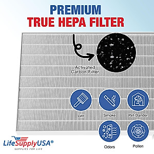 LifeSupplyUSA Complete Replacement Filter Set (1 True HEPA Air Cleaner Replacement Filter + 4 Carbon Filters) Compatible with Winix Size 25 P450 B451 Filter E Air Purifiers