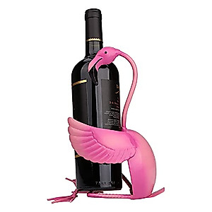 Kavolet Wine Holder, Flamingo Shape Wine Bottle Holder Tabletop Decor Wine Rack, Metal Sculpture Wine Holder Stand, Crafts Ornament for Home Kitchen