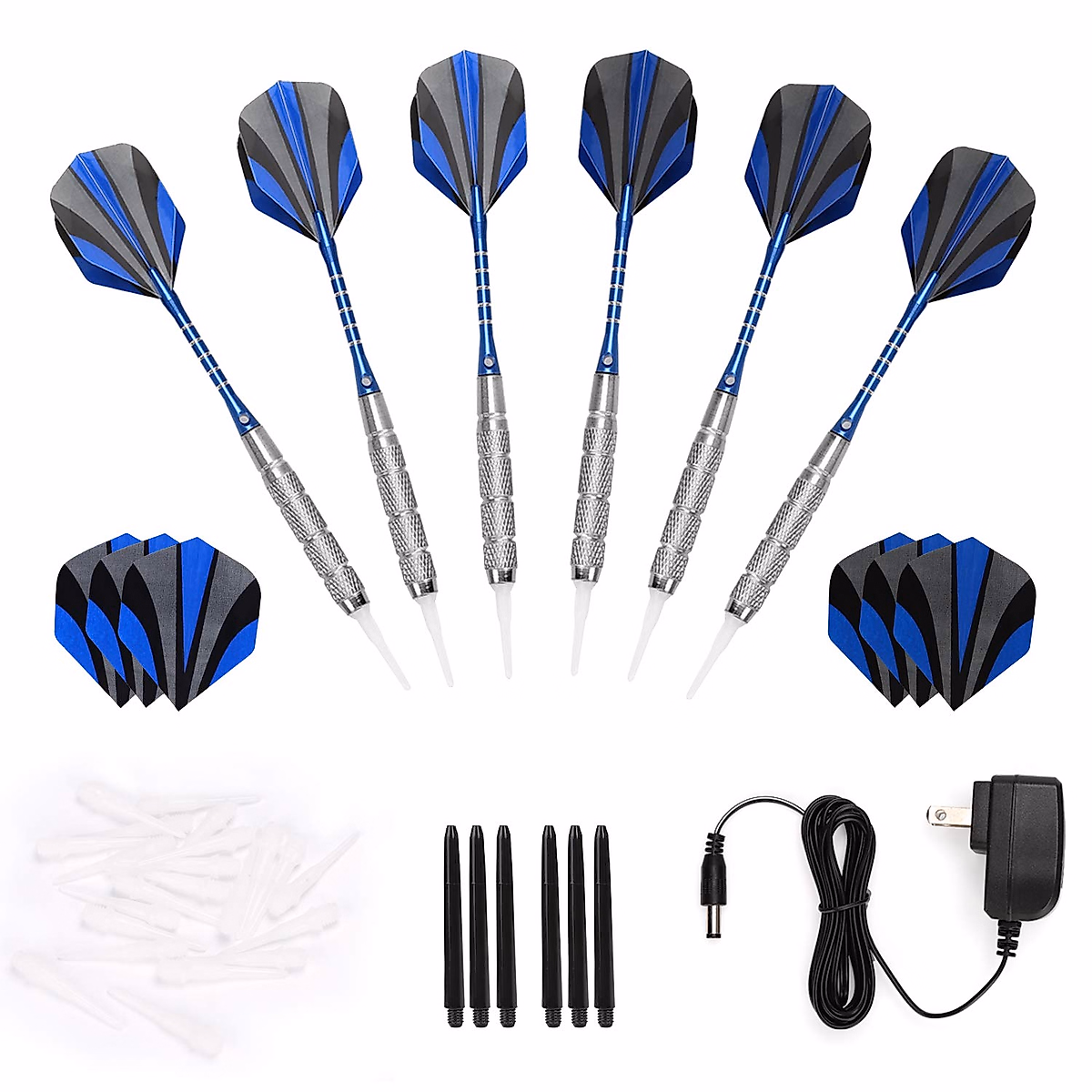 Biange Electronic Dart Board, Digital Soft Tip Dart Boards, Dartboard Set 13.5” Target Area, 27 Games and 243 Variants with 12PCS 18g Darts, 4 LED Displays, 100 Tips, Flights, Support 16 Players