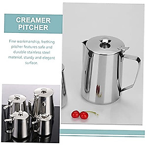 Zerodeko Cold Water Jug Latte Art Pitcher Milk Froth Pitcher Milk Frothing Cup Pulling Coffee Flowers Cup Iced Tea Mugs Espresso Cup Coffee Machine Milk Frother Cup Stainless Steel Silver