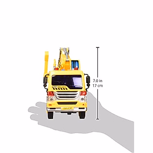 Maxx Action 17’’ Vehicle Transport with Excavator – Bright Lights and Construction Sounds | Friction Powered Trailer | 3 Piece Toy Playset for Kids | Yellow Construction Truck for Kids