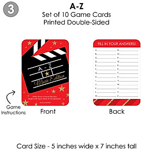 Big Dot of Happiness Red Carpet Hollywood - 4 Movie Night Party Games - 10 Cards Each - Gamerific Bundle