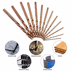 VTEVER Cobalt Drill Bit Set M35 HSS 13-Piece Jobber Drill Bit Kit for Stainless Steel,Hard Metal,Cast Iron and Wood Plastic,1/16"-1/4"…