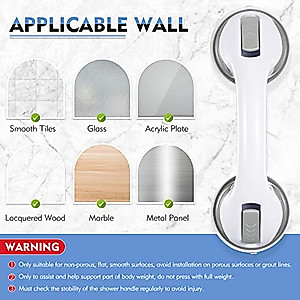 Grab Bars for Shower, 12 Inch Shower Handle Strong Suction Shower Grab Bar for Shower Chair Stool, Bathroom Safety Bar for Seniors, Elderly, Handicap (2 Pack)