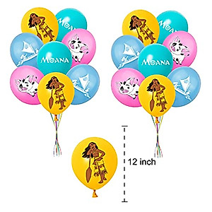 Moana Theme Party Supplies Include Happy Birthday Banner, Cupcake Topper Decoration,Moana Z Balloons, Moana Birthday Party Decoration for Girls…