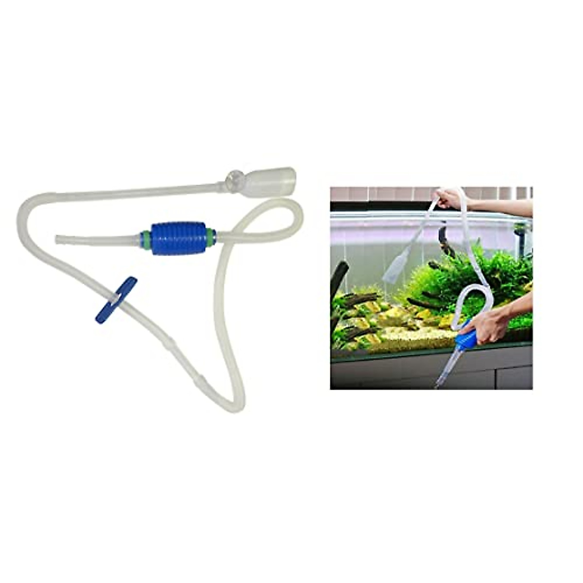 Dependable Industries Aquarium Cleaner Siphon Pump Fish Tank Gravel Sand Cleaner with Long Nozzle with Water Flow Controller