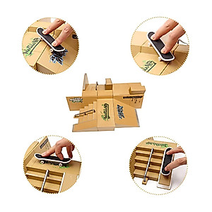 Skate Park Kit, Finger Skateboard Ramp Set -1 Finger Bike -3 Finger Skateboards -1 pair of skates and 8PCS Skate Parks for Finger Skateboard Ultimate Parks Training Props and Finger Toys