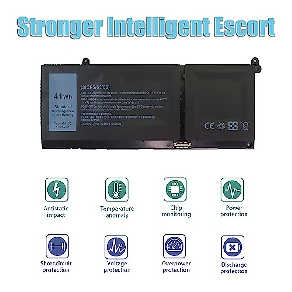 G91J0 Battery 41Wh 11.25V for Dell Inspiron 13 14 15 16, 3420 3425 5415 5410 5415 5418 5425 5430 5310 5320 5330 5625 5635 7420 7620 2-in-1, Latitude 3320 3330 3520 , V6W33 0WV3K8 0VKYJX 0MVK11 0XDY9K
