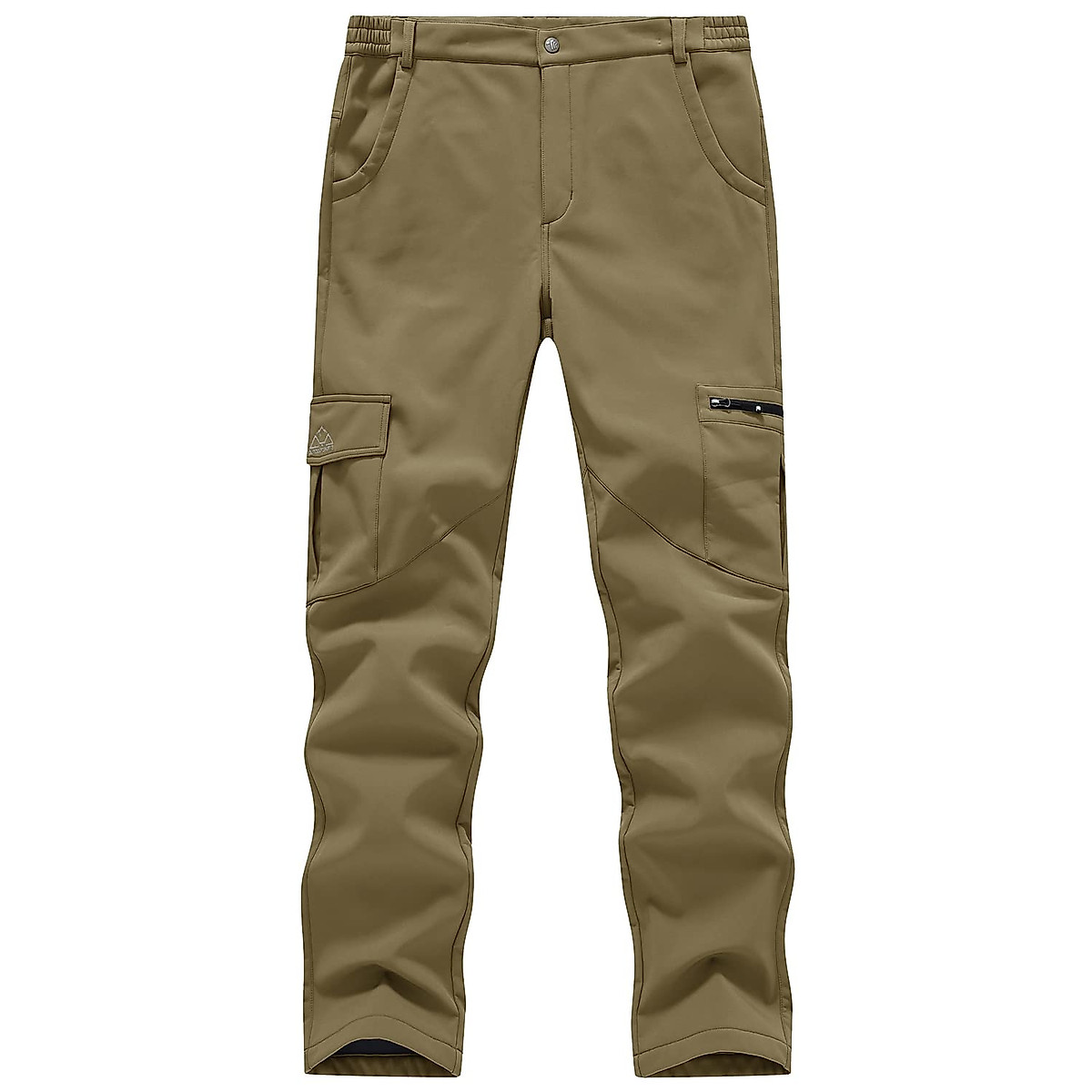 BGOWATU Women's Winter Hiking Pants Fleece Lined Waterproof Windproof Snow Insulated Pants with 6 Pockets Khaki L