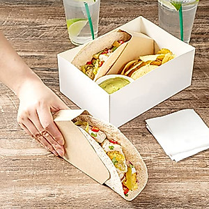 Restaurantware Bio Tek 6 .25 x 2 x 3.75 Inch Single Taco Holder 200 Greaseproof Stand Up Taco Holder - Large Self-Standing Kraft Paper Paper Taco Holder Freezable