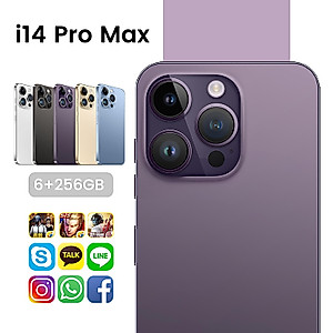 MMY I14 Pro Unlocked Cell Phone, Long Battery Life 6.82" HD Screen Unlocked Phones, 6+256GB Android 13 (Midnight Purple)
