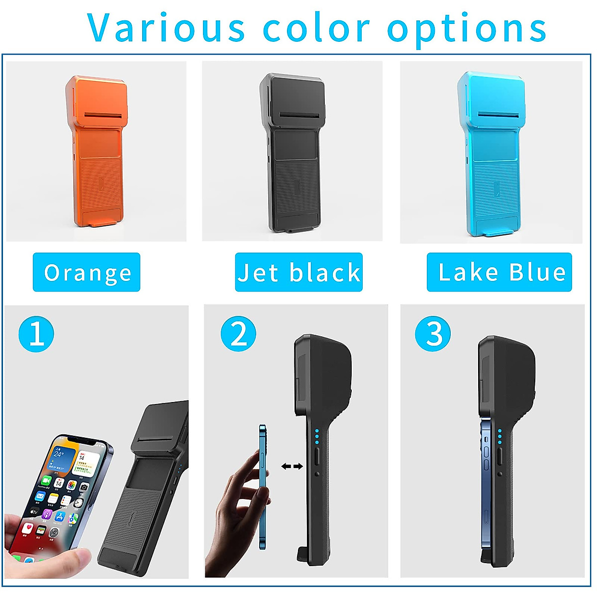 POS Receipt Printer 58mm Thermal Receipt Printer Bluetooth Handheld POS Machine Terminal Printer,Mobile POS Portable Back Clip Receipt Printer with Barcode Scanning Function