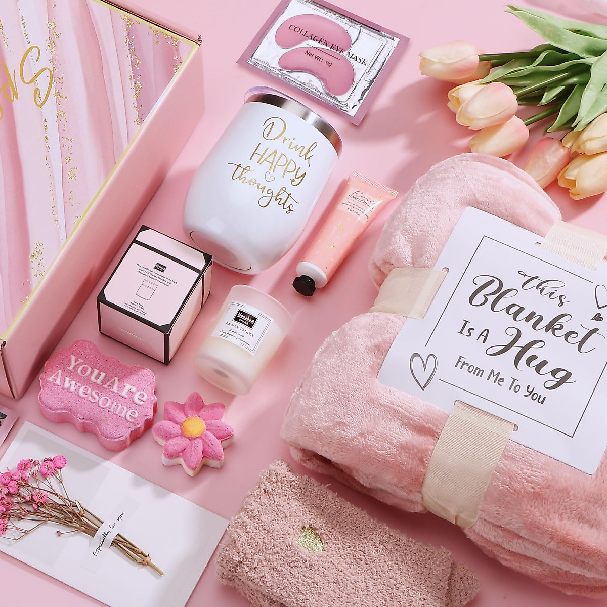 Self Care Gifts for Women, Get Well Soon Gifts Baskets for Women, Birthday Gifts for Women Care Package, Unique Relaxing Spa Mothers Day Gifts for Mom, Best Friend, Sister, Thinking of You Gifts