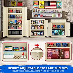 Superday Locking Metal Cabinet 72"×36"×18", Tall Storage Cabinet with 2 Doors and 4 Shelves, Large Metal Steel Utility Cabinet for Garage Tool Office File Pantry (Putty)