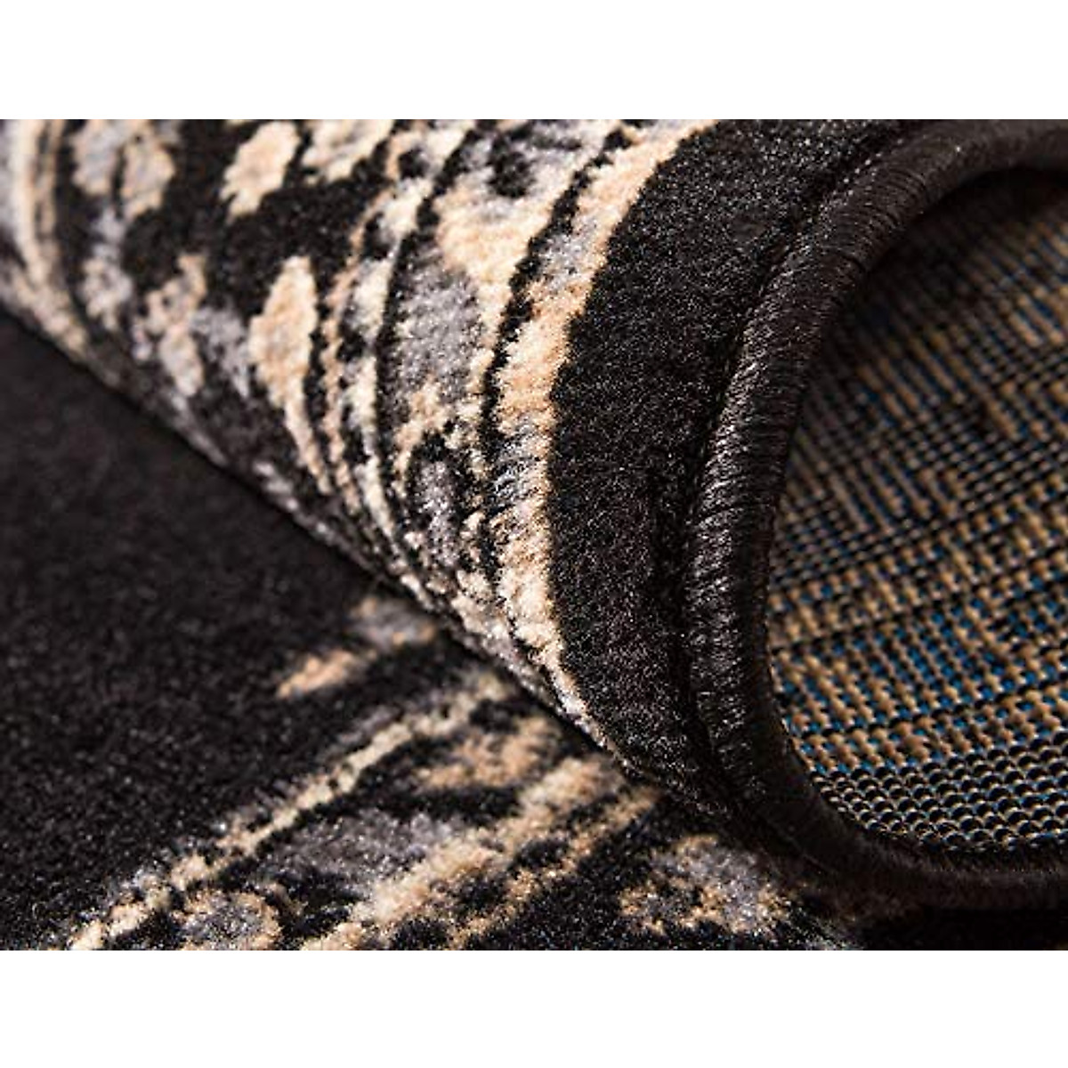 Unique Loom Reza Collection Traditional Persian Style Area Rug, 6 x 9 ft, Black/Beige