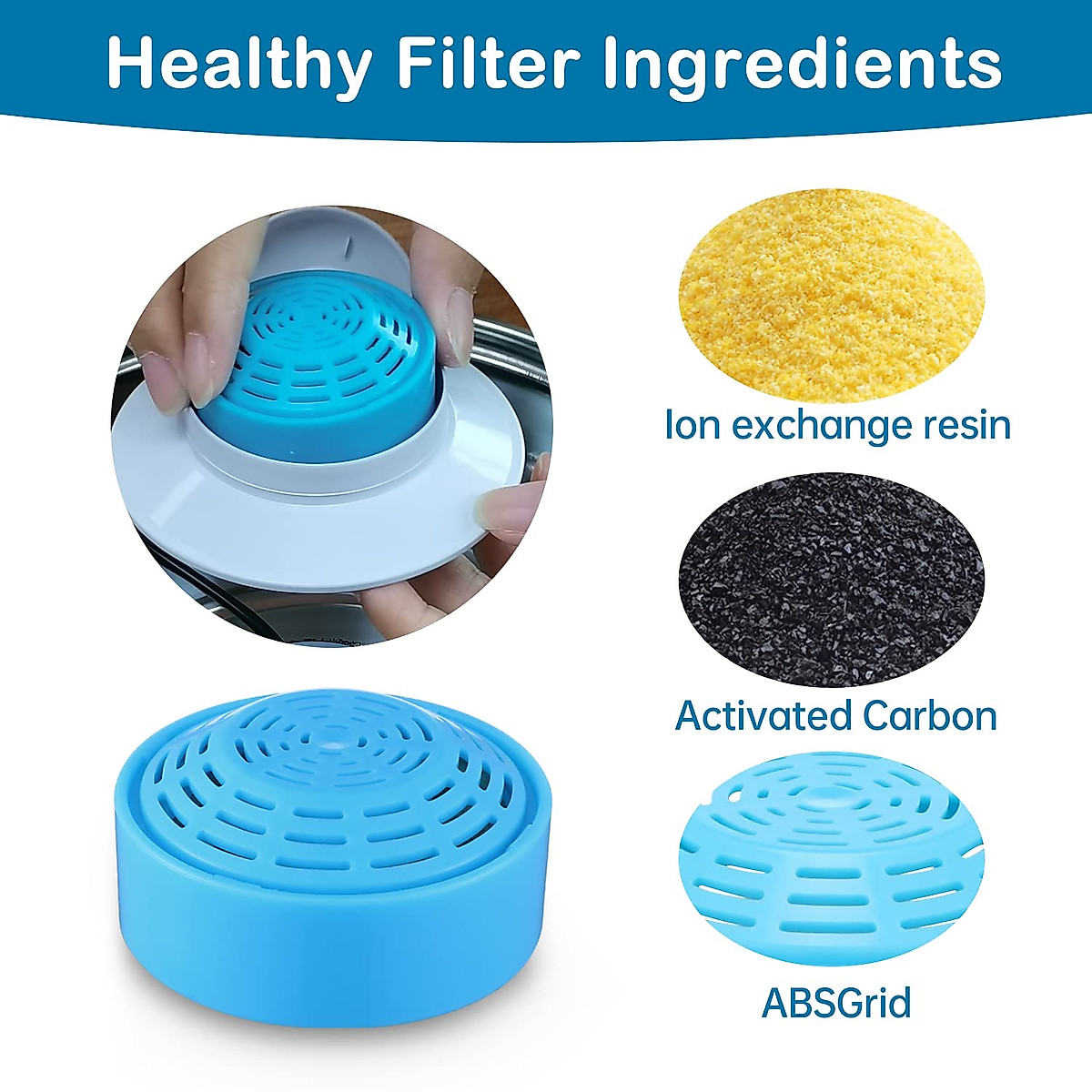 Cat Water Fountain Filter, Cat Fountain Replacement Filters for 2.0L/67oz Automatic Pet Water Dispenser,Pet Water Fountain Replacement Filters Package(Filter 8 Pack)