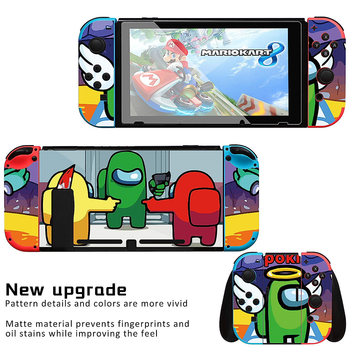 oqpa for Nintendo Switch Skin Cute Kawaii Cartoon Character Design Sticker,Fun Funny Fashion Cool Switch Game Skins for Us Girls Boys Kids Stickers+Tempered Glass Film for Nintendo Switch(Angel)