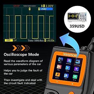 VXDAS Power Circuit Tester Probe Kit, SIGMAPROBE Automotive Breaker Finder Intelligent 9-30V AC/DC Current Resistance Circuit Multimeter Tester Fuel Injector Relay Testing with Oscilloscope Mode