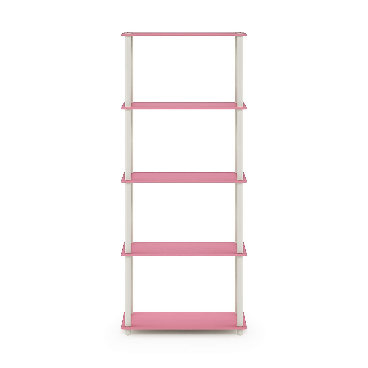 Furinno Turn-N-Tube 5-Tier and 3-Tier Storage Shelves, Pink/White