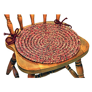 Sabrina Tweed Chair Pads, 15 by 15-Inch, Sangria, Set of 4