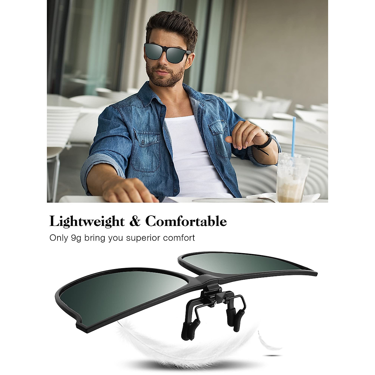 Weewooday 6 Pairs Large Polarized Clip on Sunglasses UV Protection Driving Clip on Sunglass Colorful Flip Frame Glasses for Women Men Eyeglasses