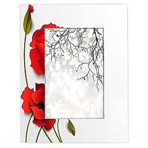 JXDXHCW 5x7 Picture Frame Red Poppy Flower Home Gallery Wall Tabletop Decor with Stand Hanging Hook for Photos Certificate Poster Collage Display-Floral Print Frame