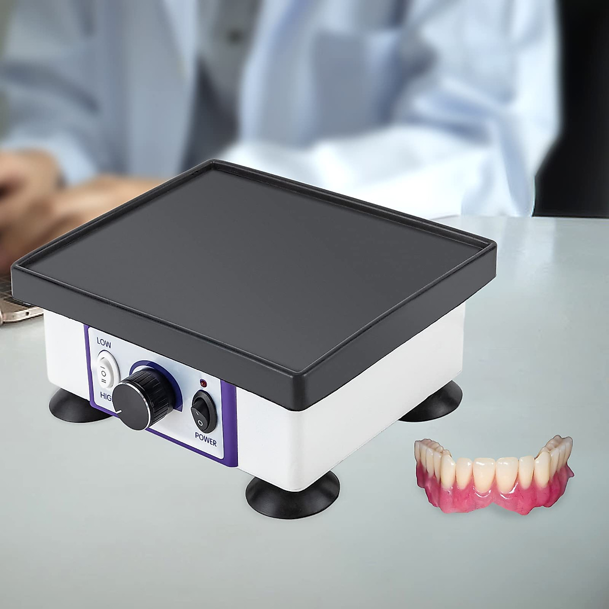 Dental Square Quartet Vibrator, 110V 120W Lab Vibrator Square Quartet Vibrator with Two Gears - Model Plaster Oscillator Gypsum Mixing Machine