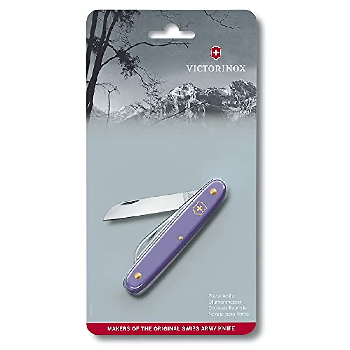 Victorinox Garden Floral Knife, Swiss Made, Straight Blade, Stainless Steel, Purple