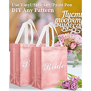 Eccliy 80 Pieces Gift Bags Set Glossy Reusable Tote Bags with Handles Grocery Bags for Wedding, Bachelorette Party, Christmas (Rose Gold,Medium)