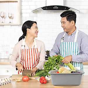 Sandmovie 18 Quart Plastic Dish Basin, Shallow Plastic Sink Basin, 3 Packs, Grey