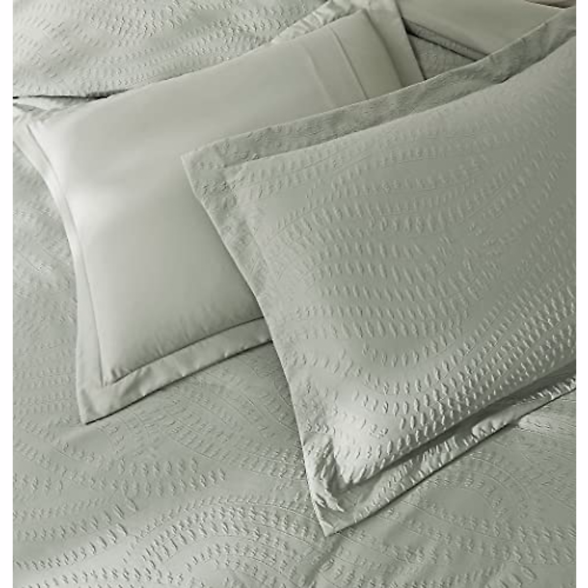 Geniospin Queen Comforter Set, Bed in a Bag Sage Green 7-Pieces, Botanical Pattern, All Season Comfortable Seersucker Bedding with Comforter, Sheets, Pillowcase & Shams (Queen, 90"x90")