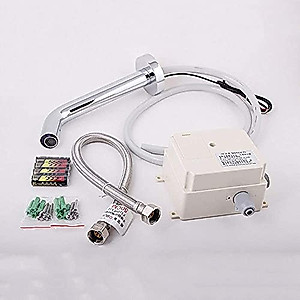 Creative Wall Mounted Modern Sensor Faucet Tap Infrared Sensor Kitchen Mixer Tap Single Lever Polished Chrome Stainless Steel Lavatory Bathroom Induction Faucets for Bath Shower