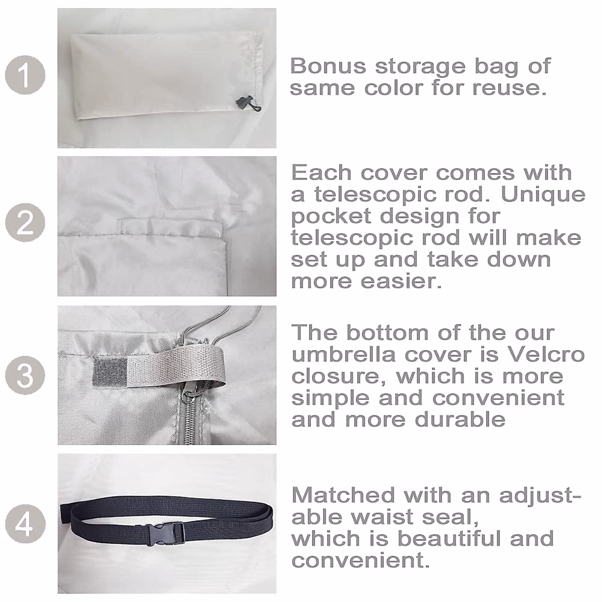 JUNKOGO Patio Cantilever Umbrella Cover, Outdoor Waterproof Parasol Cover Offset Banana Style, Fit 9ft to 12ft Cantilever Offset Umbrella with Push Rod. Rain, Wind, Dust, Snow Protection. (Black)