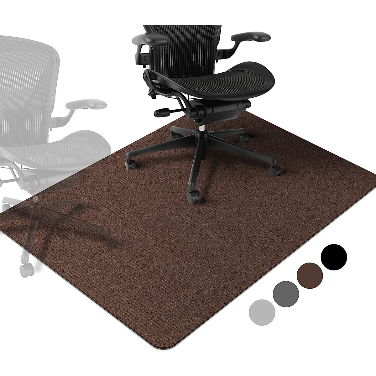 Office Hardwood Floor Chair Mat - Computer Chair Mat for Hardwood Floors, Pad for Hardwood and Tile Floors, Large Anti-Slip Home Desk Chair Mat, Easy Clean, NOT for Carpets, 36" X 55" Brown