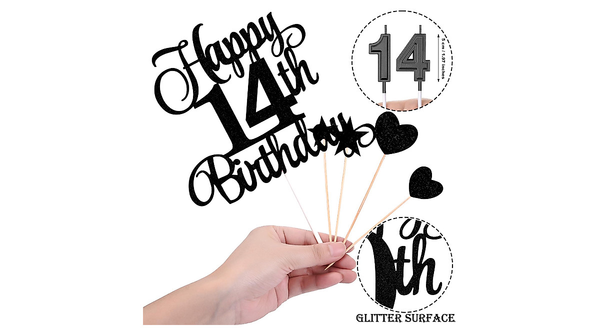 Stylish 14th Birthday Cake Decorations Set - HOGRTi