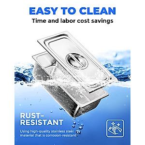 WantJoin 1/3 Size Steam Table Pans with Lid, 6 Pack 4 Inch Deep Restaurant Steam Table Pans Commercial, Hotel Pan Made of 201 Gauge Stainless Steel