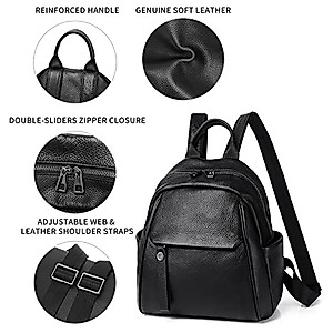 Wesccimo Genuine Small Leather Backpack Purse For Women Black Real Soft Leather Girls Mini Backpack Daypacks Satchel
