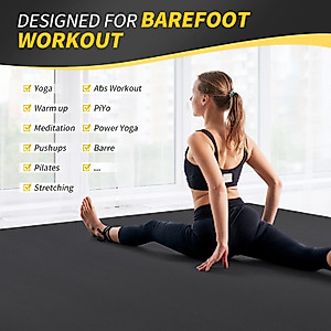 CAMBIVO Large Yoga Mat, Extra Thick Workout Mats for Home Gym, 6'x 4'x 8 mm Non Slip Wide Exercise Mat for Pilates, Stretching or Cardio, Use Without Shoes Black