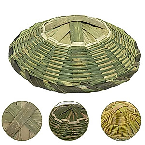 Zerodeko Wok Sticky Rice Cooking Steamer Basket Wicker Lid Traditional Replacement Steamer Basket Lid Wicker Woven Lid Rice Base for Bottom Containers
