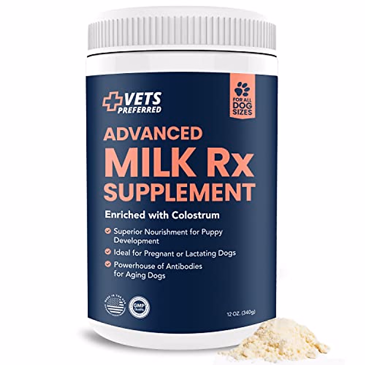 Vets Preferred Puppy Milk Replacement Formula - Dog Milk Replacer Powder Supplement for Pregnant, Lactating, Aging Dogs - Enriched with Colostrum - Nutritious Nursing Formula for Puppies - 12 Oz