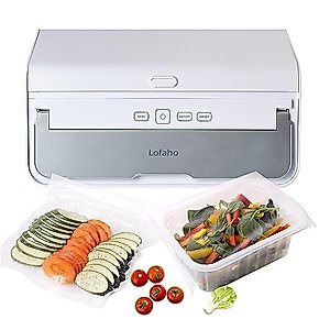 Lofaho 3-in-1 Magic Vacuum Sealer Machine for Food Storage Air-Top & Hose Handheld Vacuum Sealer Include 5 Sealing Bags, 10 Containers (55mm and 75mm Sizes x 5ea/each), Top Film (1ea), EPL Film (1ea)